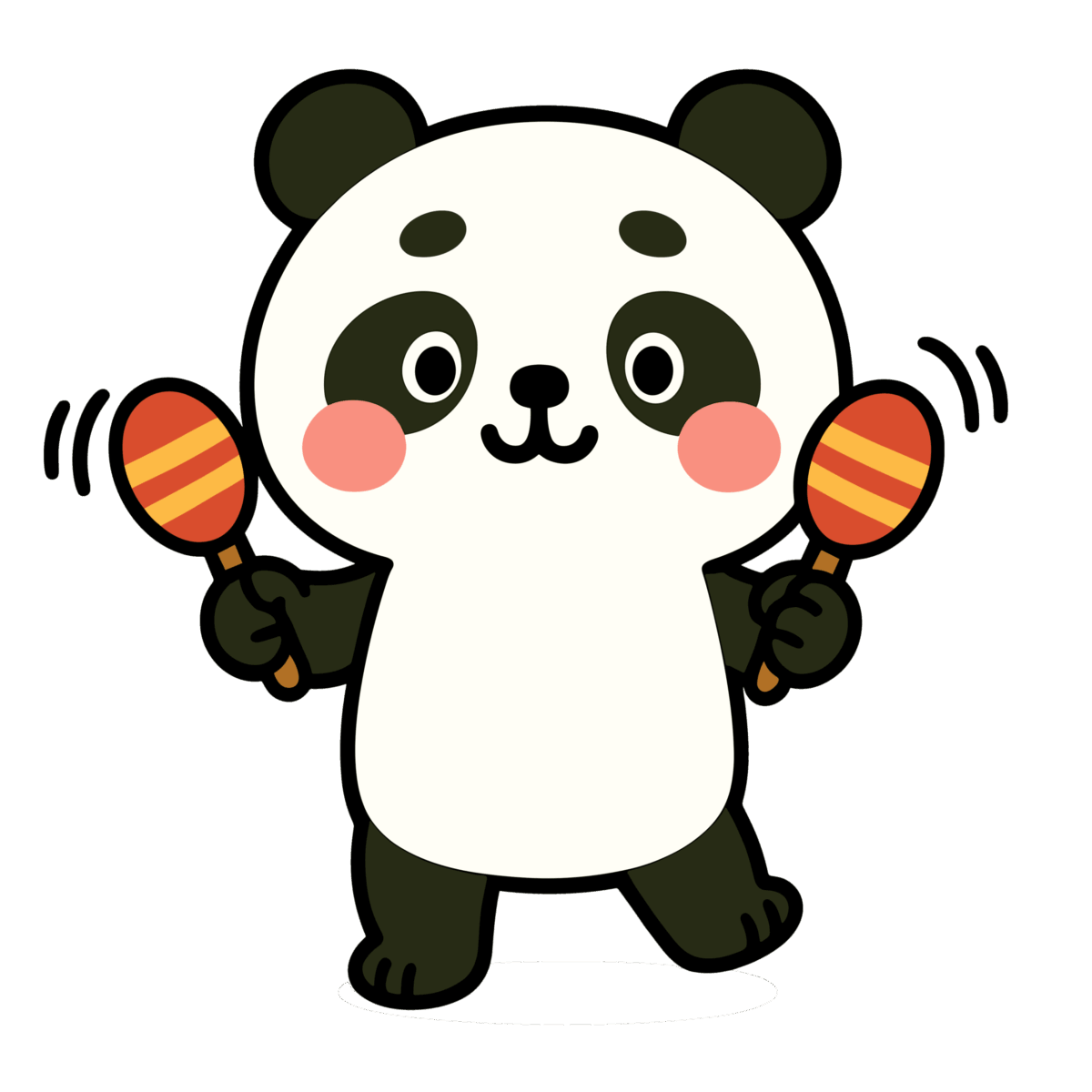 マラカスをふるかわいいパンダのイラスト｜簡単・無料で使えるフリー素材・アイコン